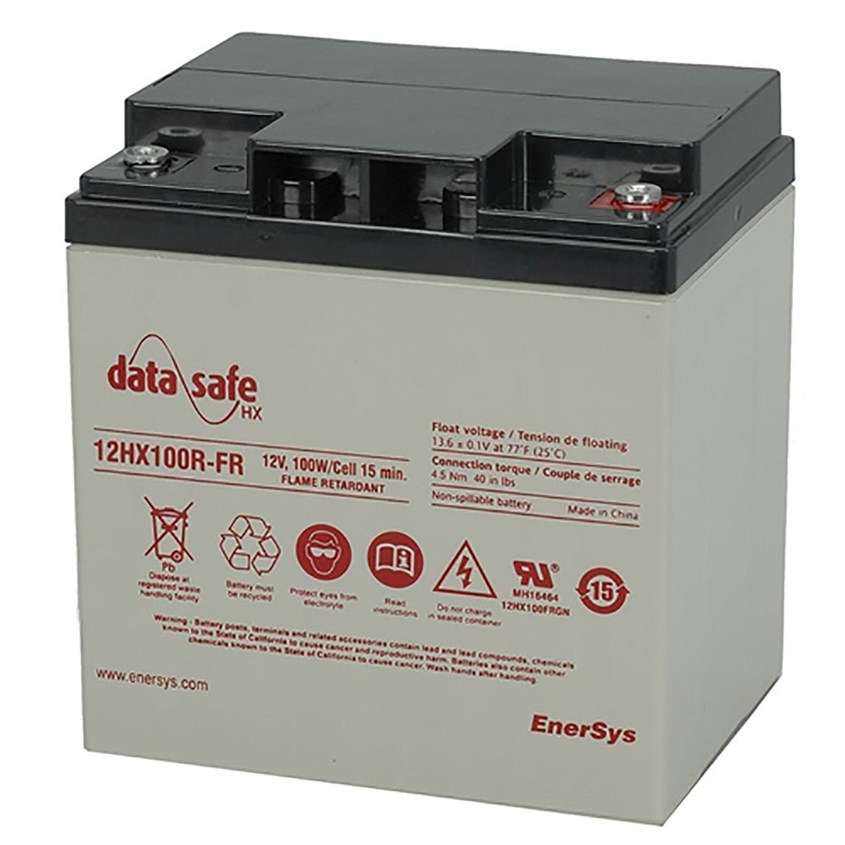 DataSafe 12HX100R-FR Battery by EnerSys, 100 Watt per cell, 12V/26AH ...