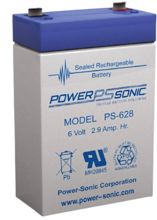 Power-Sonic PS-628 Battery, AGM 6V/2.9AH Sealed Lead Acid – BBM Battery